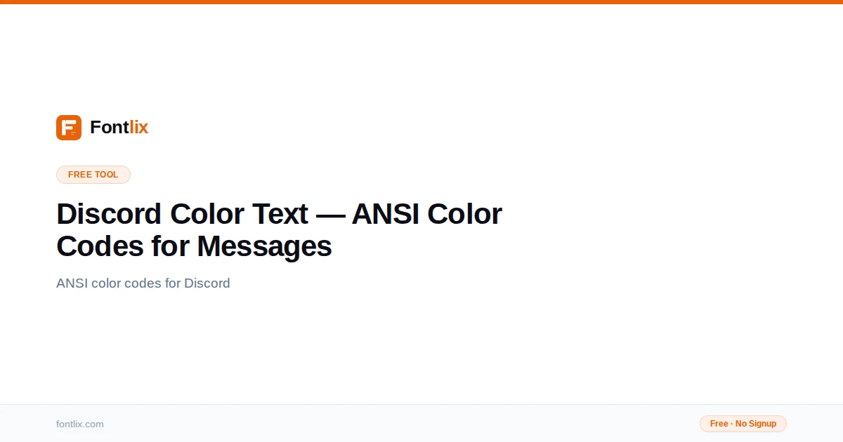 Discord Color Text — ANSI Color Codes for Messages | Fontlix